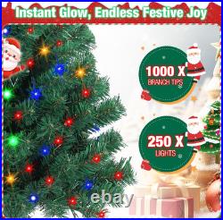 6FT Pre-Lit Artificial Christmas Tree with Remote, 250 Lights & 1000 ...