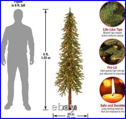 6 ft Artificial Christmas Tree Pre-Lit Cedar Tips Full Indoor Holiday ...
