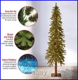 6 ft Artificial Christmas Tree Pre-Lit Cedar Tips Full Indoor Holiday ...